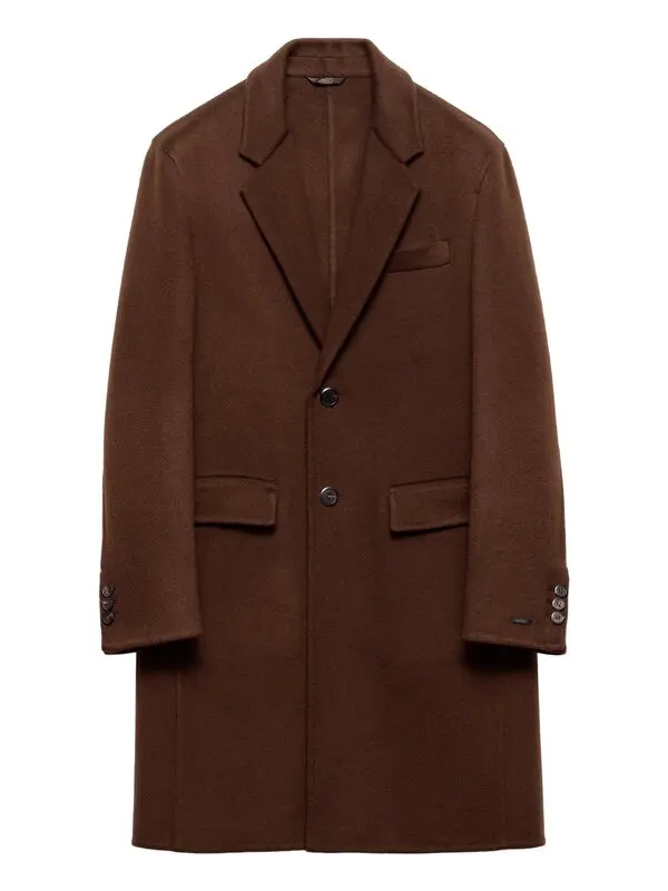 Prada Single-breasted Cashmere Coat - Brown