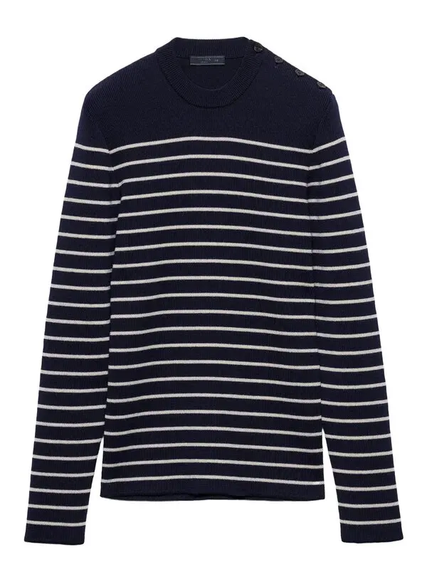 Prada Striped Superfine Wool Crew-neck Sweater - Blue