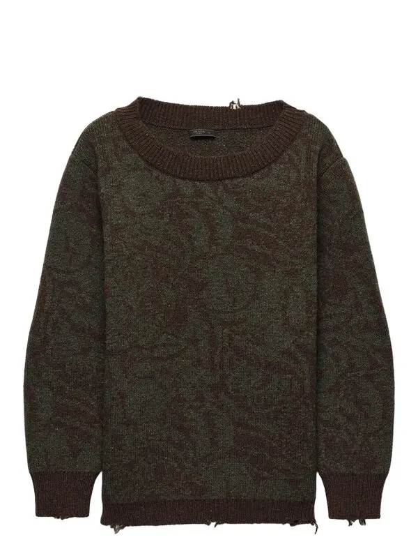 Prada Wide-neck Shetland Wool Sweater - Ebony