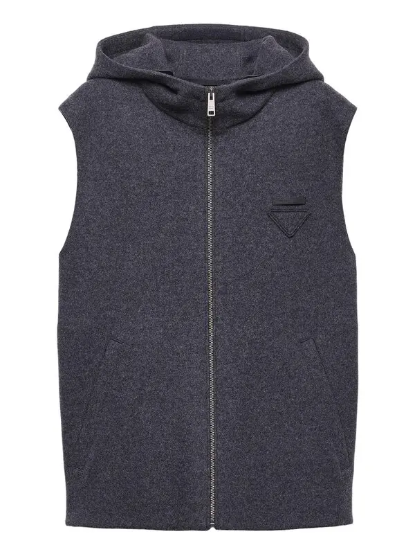 Prada Wool And Cashmere Zipper Vest - Anthracite Gray
