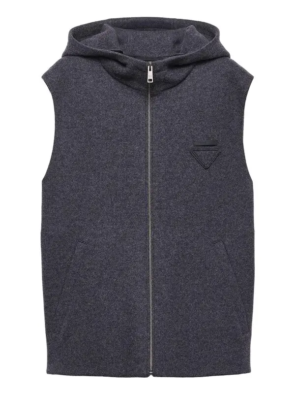 Prada Wool And Cashmere Zipper Vest - Grey