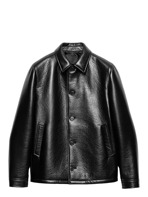 Prada Nappa Leather Caban Jacket - Black
