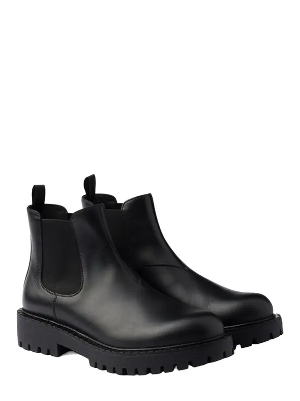 Prada Leather Chelsea Boots - Black