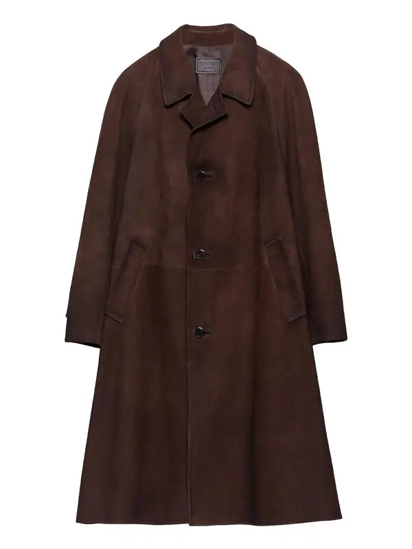 Prada Suede Overcoat - Dark Brown