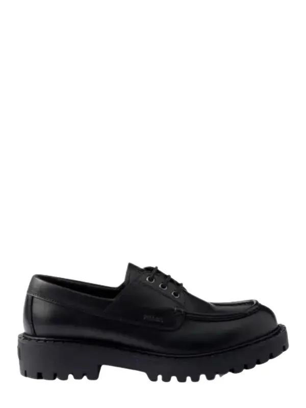 Prada Laced Leather Loafers - Black