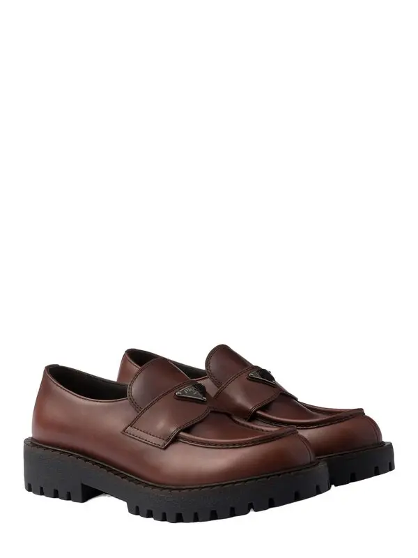 Prada Leather Loafers - Brown
