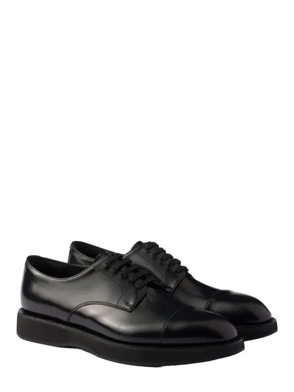 Prada Brushed Leather Lace-up Shoes - Black