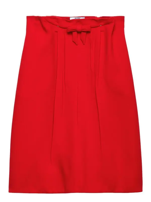 Prada Melange Natté Midi Skirt - Red