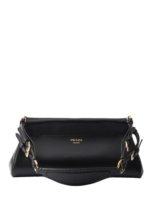 Prada Enchaîné Medium Leather Bag - Black