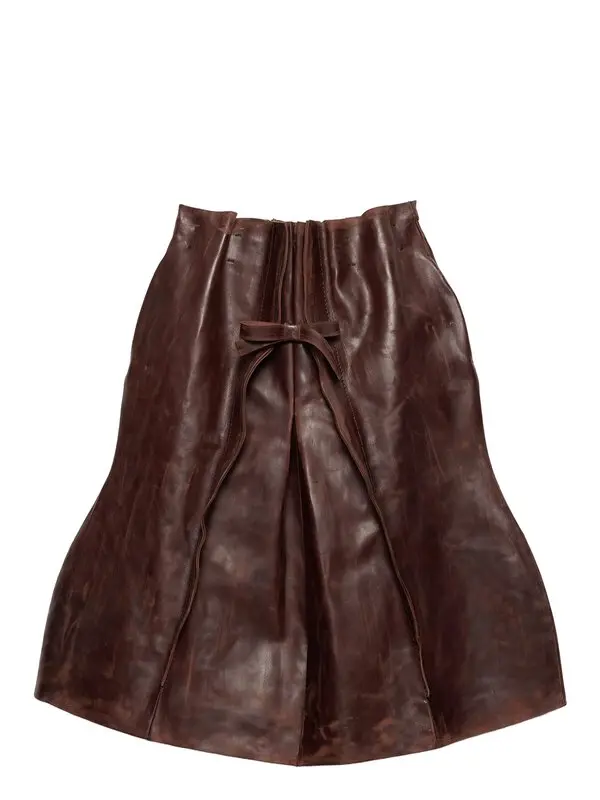 Prada Leather Flared Midi-skirt - Dark Brown
