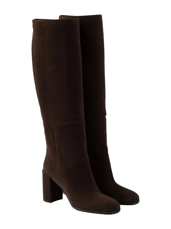Prada Heeled Suede Boots - Brown