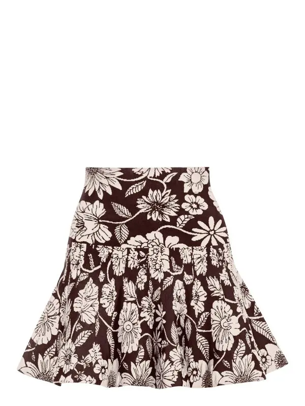 PEPA POMBO Floral Mini Skirt - Brown