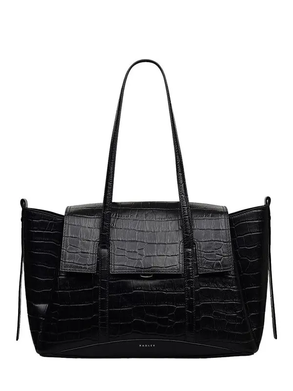 RADLEY The Chancery Faux Croc Flapover Shoulder Bag - Black