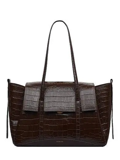 RADLEY The Chancery Faux Croc Flapover Shoulder Bag - Walnut