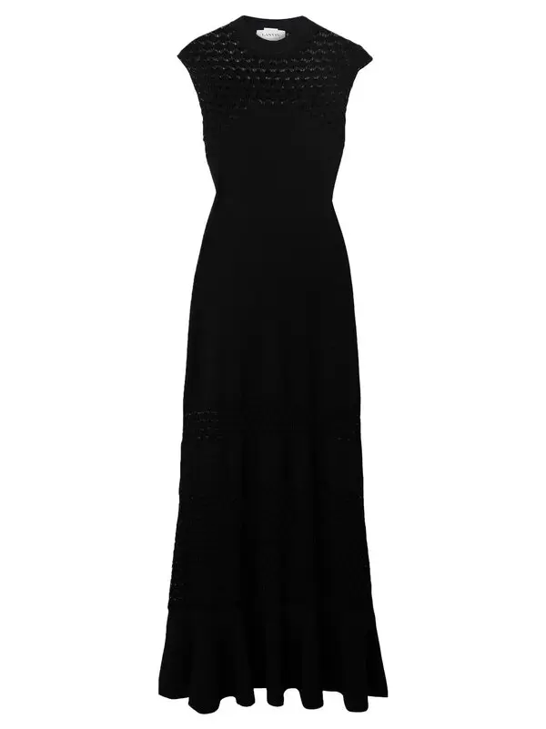 LANVIN Paneled Knitted Midi Dress - Black