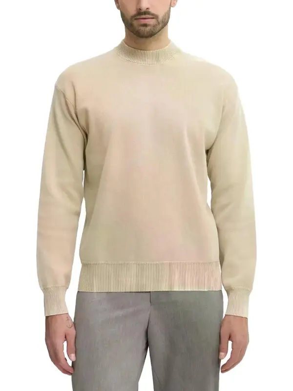 Hugo Boss Mock Neck Cotton Sweater - Neutrals