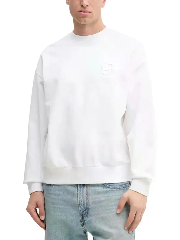 BOSS Logo-embroidered Cotton Sweatshirt - White