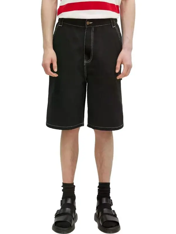 ICECREAM Contrast-stitch Denim Shorts - Black