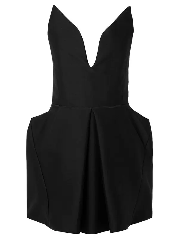 Maticevski Le Petite Strapless Pleated Wool And Silk-blend Mini Dress - Black