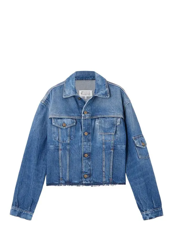 MAISON MARGIELA Sports Frayed Denim Jacket - Blue