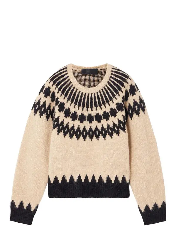 NILI LOTAN Alena Fair Isle Alpaca-blend Sweater - Brown