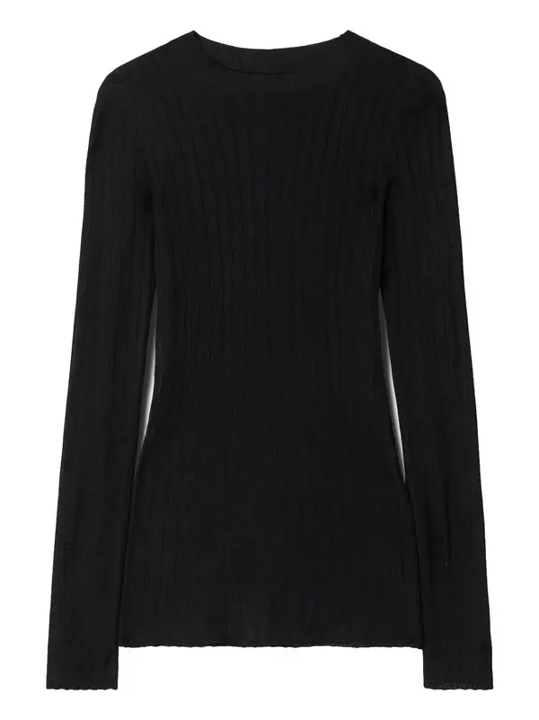 Khaite Elm Ribbed Silk And Wool-blend Top - Black