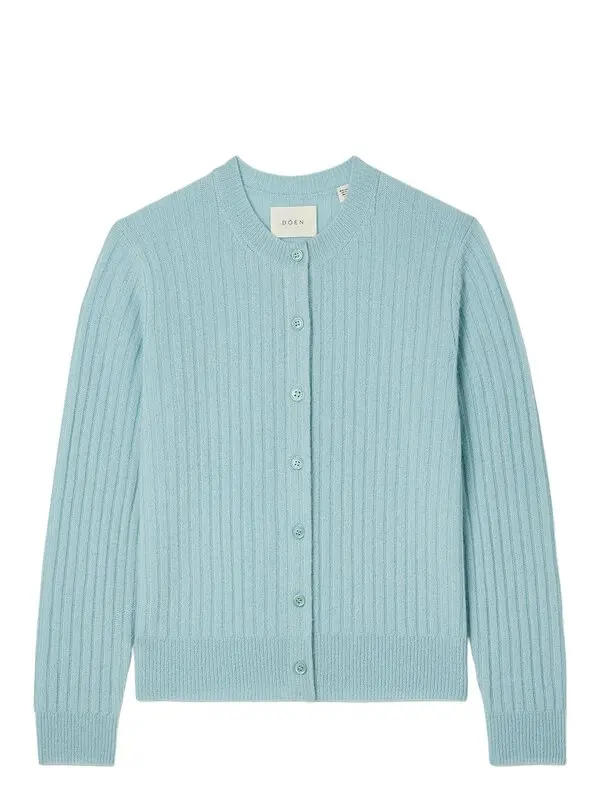 DÔEN Danaë Ribbed Cashmere Cardigan - Blue