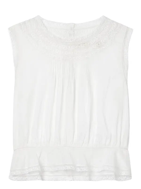 DÔEN Lilibet Lace-trimmed Pintucked Organic Cotton-voile Top - Off-white