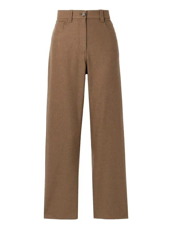 Khaite Callum Brushed-wool Straight-leg Pants - Brown
