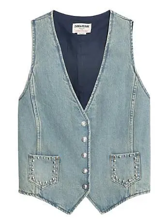 Zadig&Voltaire Gillier Denim Waistcoat - Light Blue