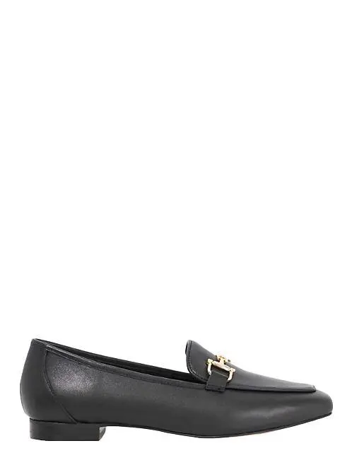DUNE Grained Flat Leather Loafers - Black Leather