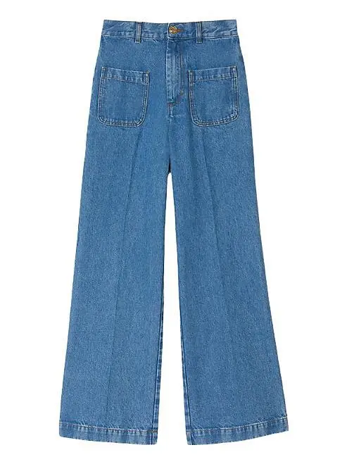 Sandro Wide-leg High-rise Denim Jeans - Blue Jean