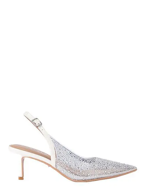 Carvela Lovebird Rhinestone Slingback Courts - White