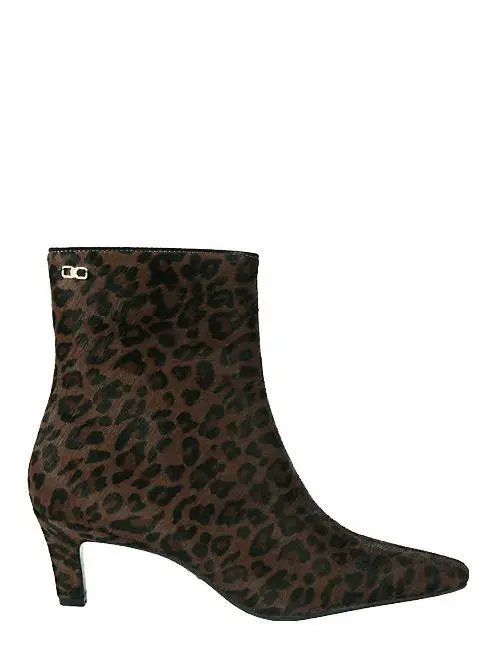 Carvela Leopard Print Leather Ankle Boots - Blk/brown