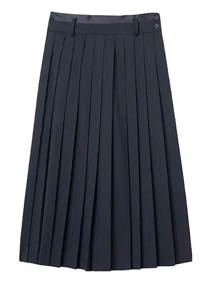 Sandro High-rise Pleated Midi Skirt - Navy Blue