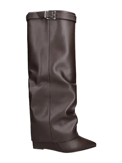 Steve Madden Heeled Leather Knee-high Boots - Dark Brown