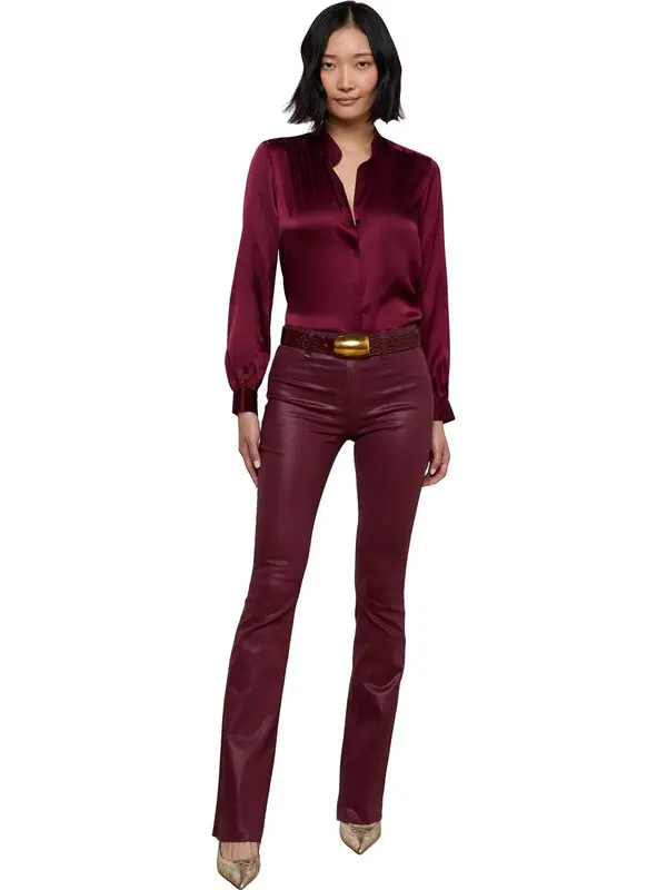 L'Agence Ruth Coated Straight-leg Jean - Dark Port Coated