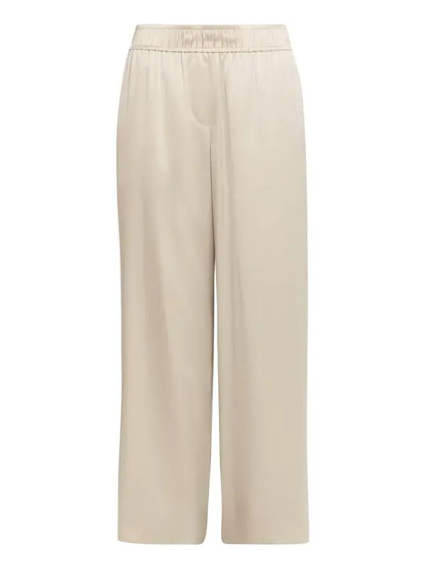 Brunello Cucinelli Stretch Silk Satin Track Trousers - Silver Beige