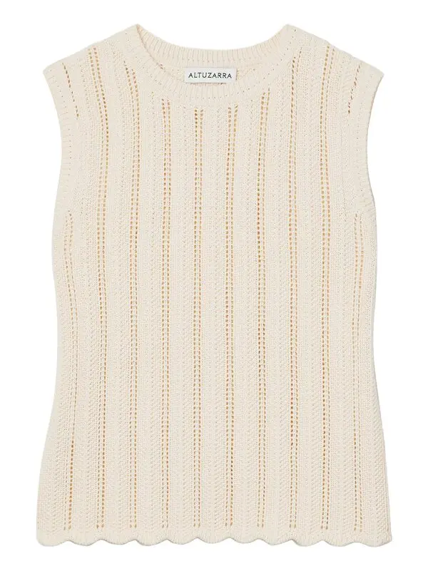 Altuzarra Zabou Ribbed Open-knit Organic Cotton Top - Neutrals