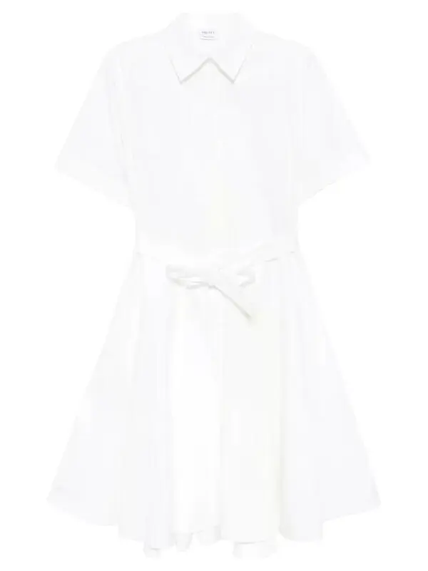Alexander McQueen Belted Cotton Shirt Dress - White