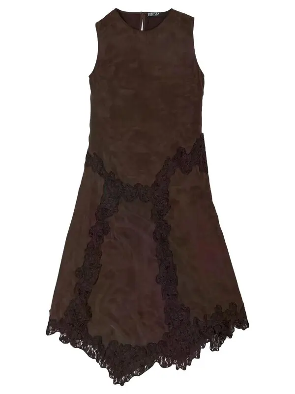 Bimba Y Lola Lace-trimmed Asymmetrical Dress - Brown