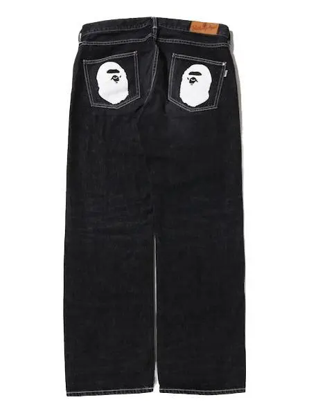 BAPE Ape Head Relaxed Fit Denim - Black