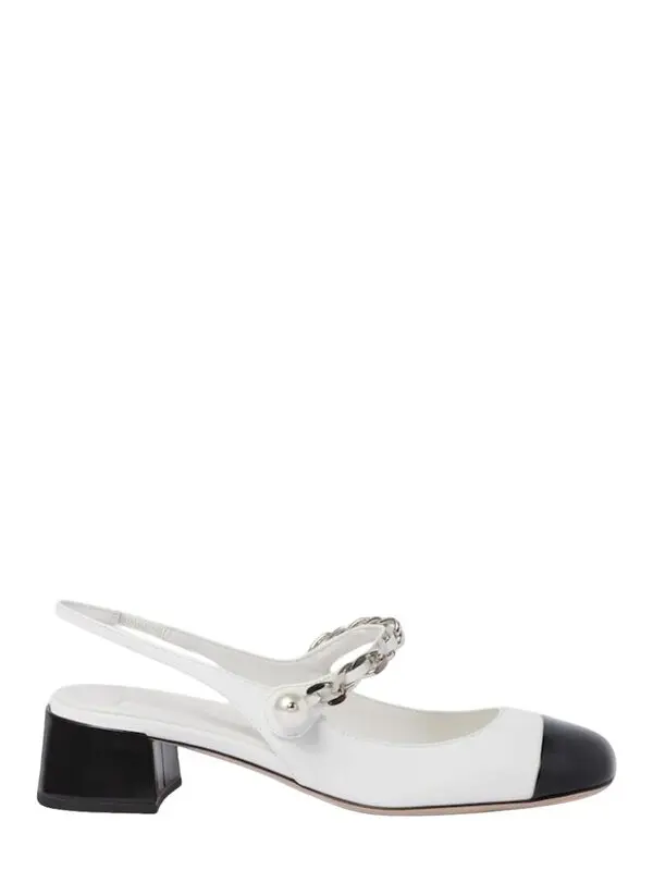 Miu Miu Two-tone Patent Leather Slingbacks - White