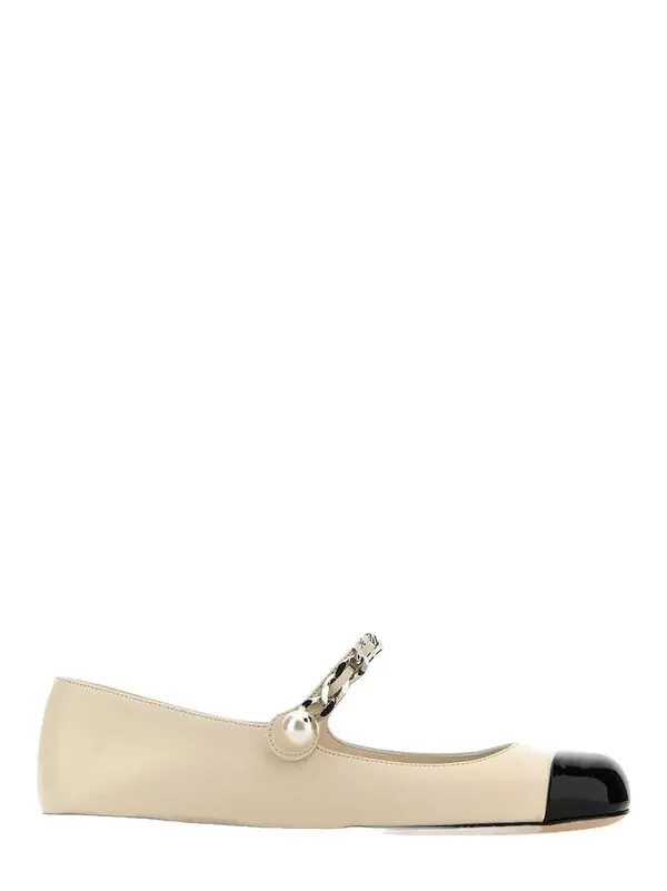 Miu Miu Leather Ballerinas - Ivory