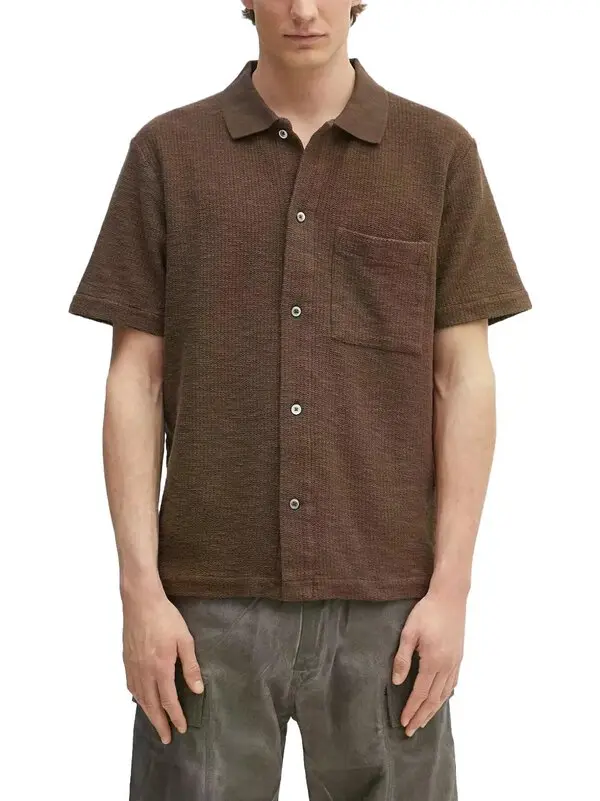 Norse Projects Textured-weave Short-sleeve Shirt - Brown