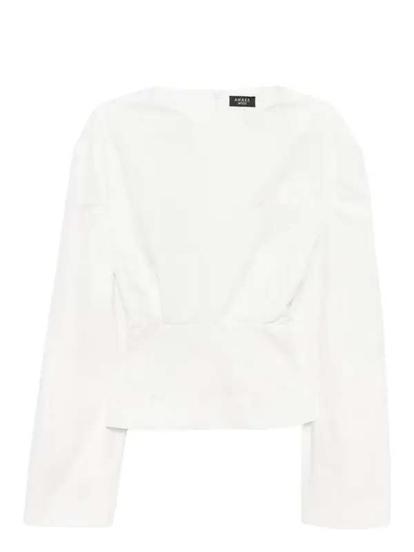 A.W.A.K.E. Mode Cotton Long Sleeve Blouse - White