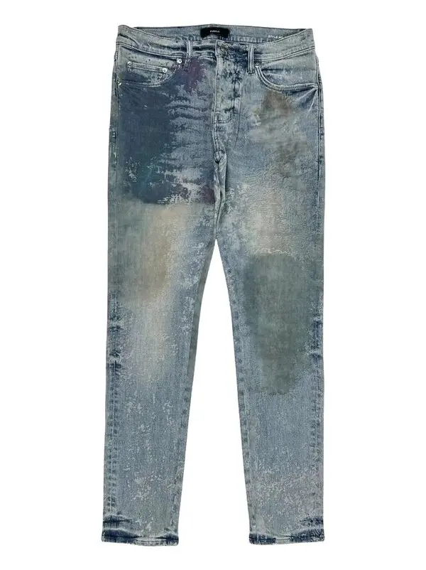 PURPLE BRAND Indigo Fossil Print Denim - Blue