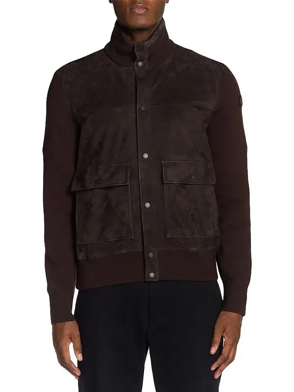 Moncler Stanson Mixed Media Jacket - Dark Brown