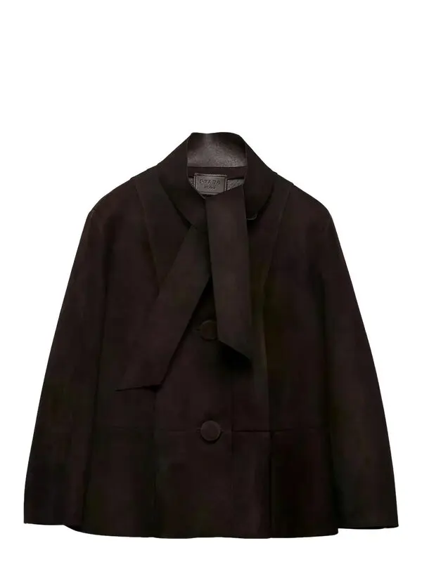 Prada Button-fastening Suede Jacket - Brown