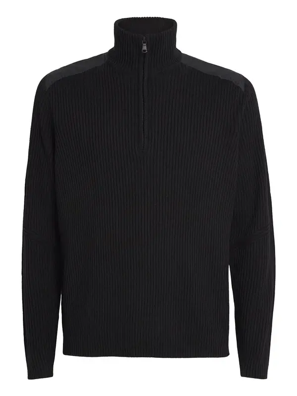 J. Lindeberg Wool-blend Hybrid Sweater - Black